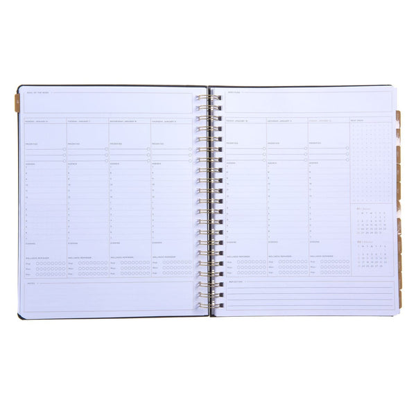 2026 Weekly Planner - Bone Vegan Leather with Gold Foil Weekly Planner ...