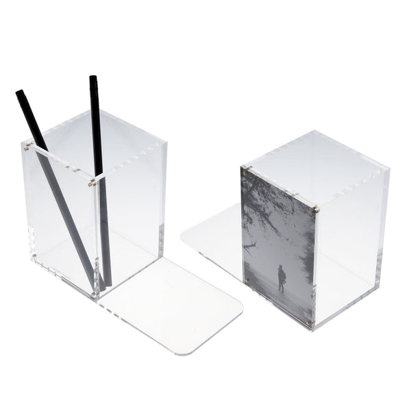 Acrylic Photo Bookend + Frame Set, 3 Frames in sizes 3.5" x 5, " 4"x4 ...