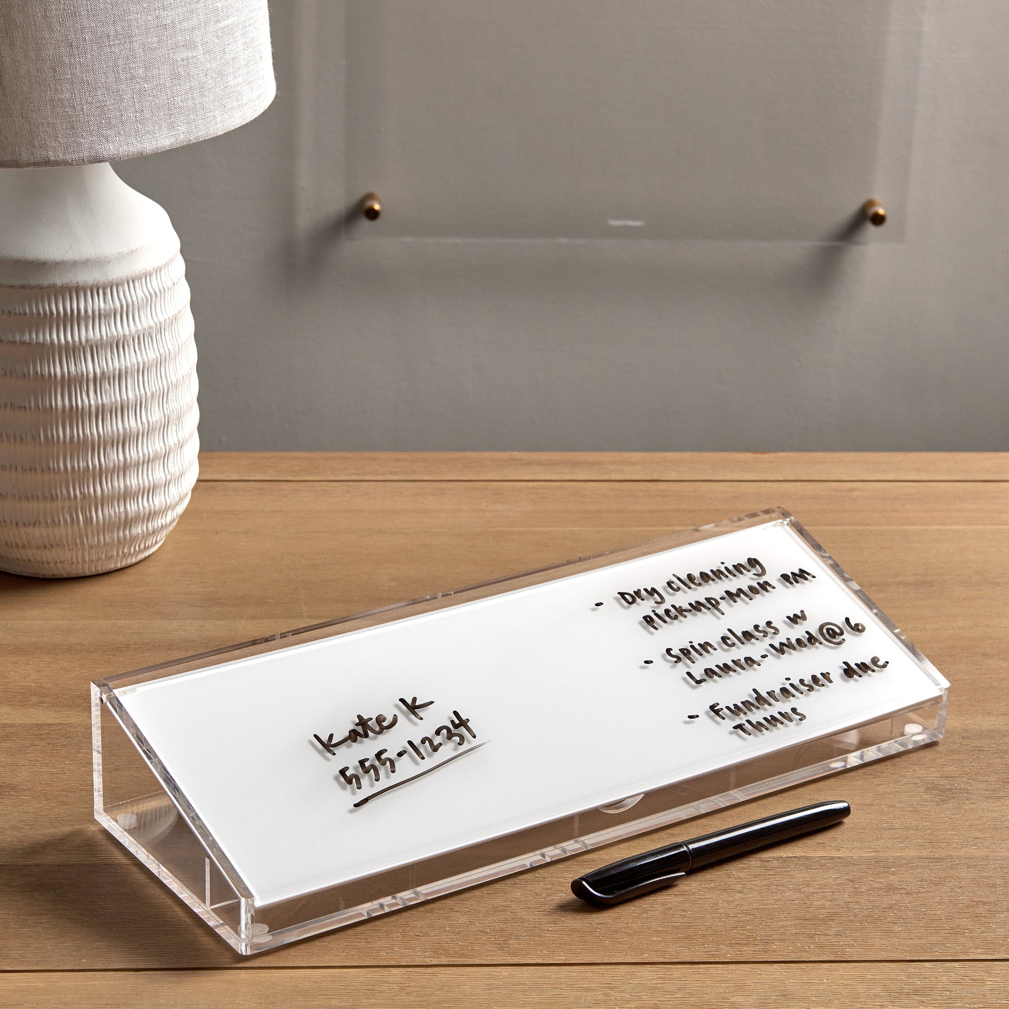 Acrylic Dry Erase Desk Organizer with Black Dry Erase Marker (95441 ...