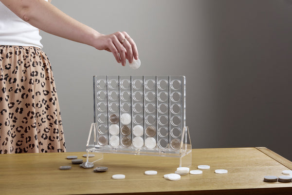 Four in a Row Game - Acrylic Connect 4 Family Board Game (12" x 4" x 10 ...