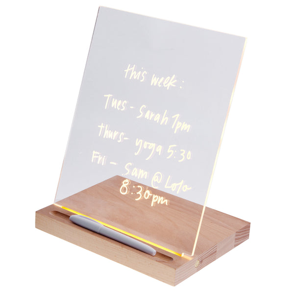 Clear Acrylic 9" x 7" x 12" Dry Erase Board, Acrylic Lit Memo Tablet ...