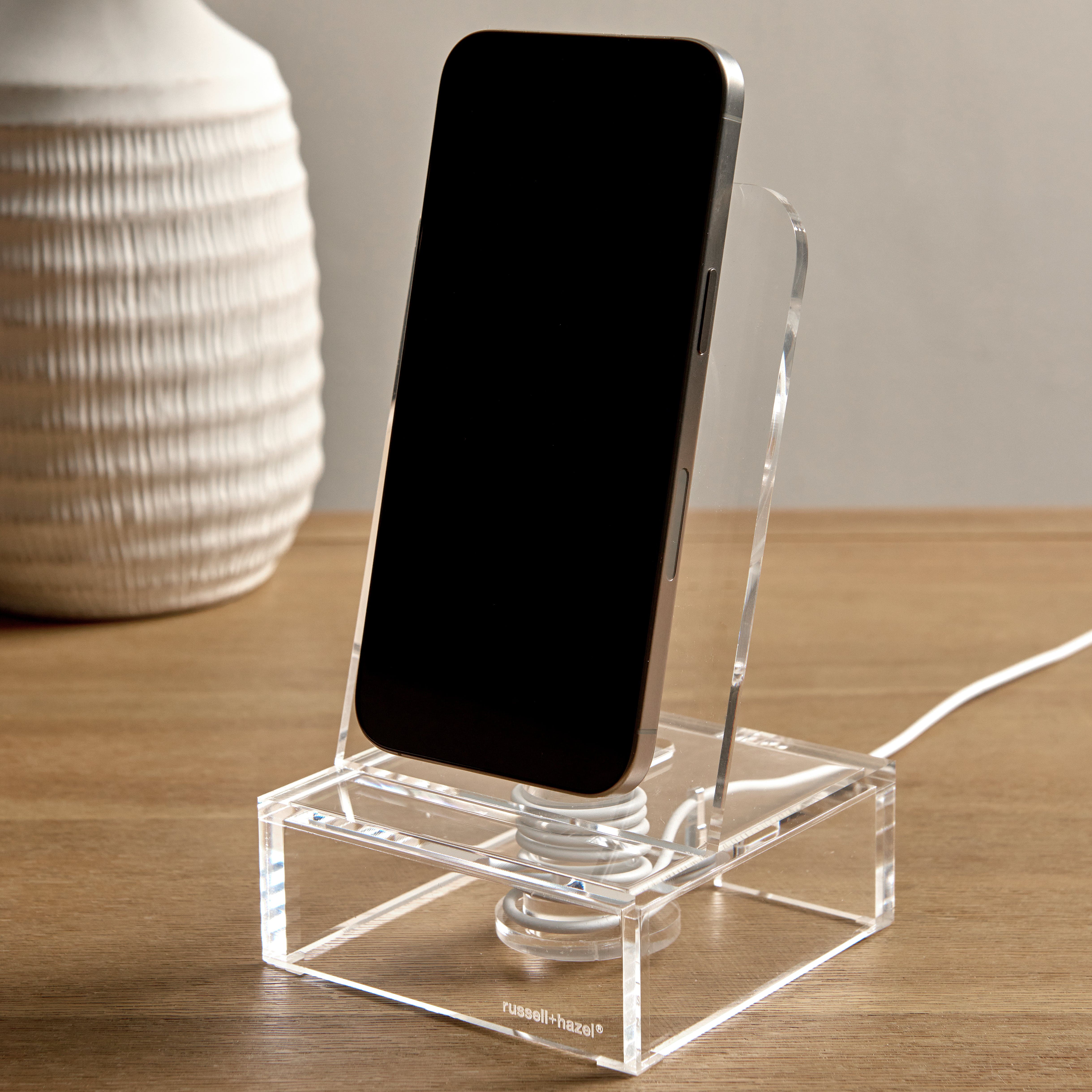 Clear Acrylic Universal Phone Stand with Charging Cord Organizer, 4" x ...