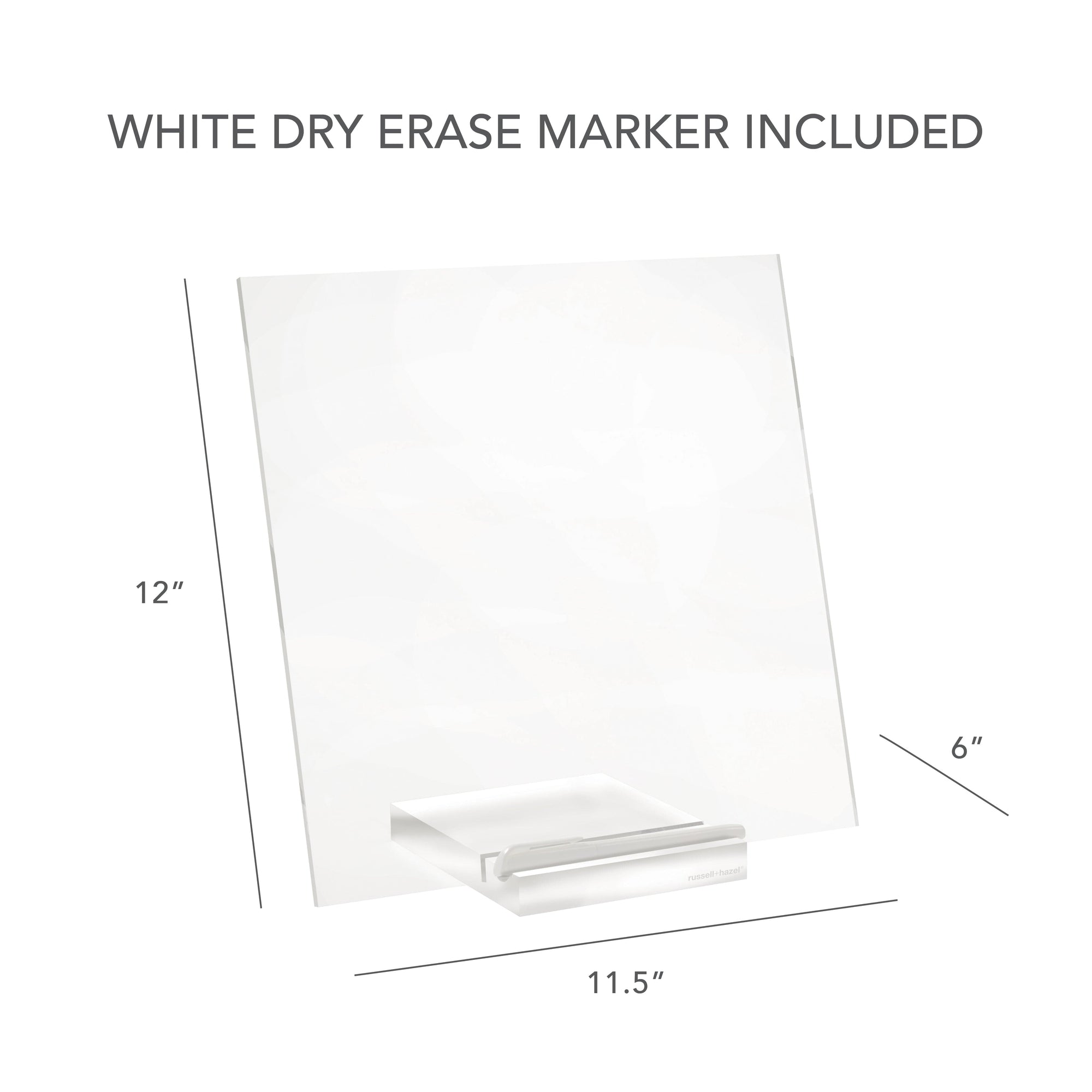 Clear Acrylic 12"x12" Dry Erase Board with 5"x 6"x 0.79" Base, Includes ...