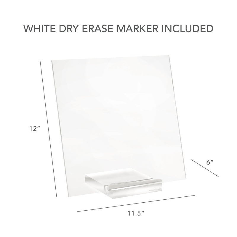 Clear Acrylic 12"x12" Dry Erase Board with 5"x 6"x 0.79" Base, Includes ...