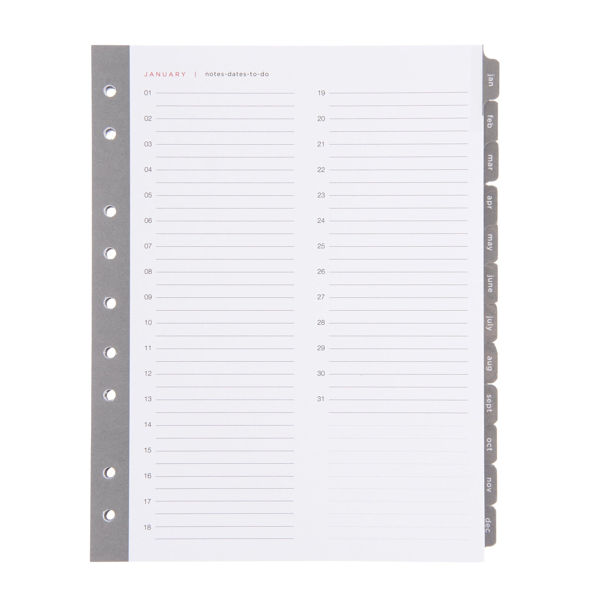 Mini Monthly Dated Tab Divider Inserts , July 2024-December 2025 & Year ...