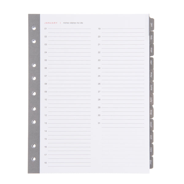 Mini Monthly Dated Tab Divider Inserts , July 2024-December 2025 & Year ...