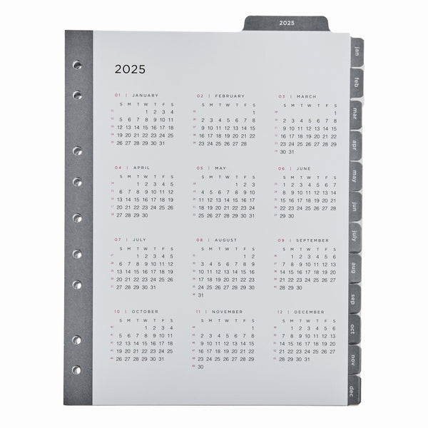 Mini Monthly Dated Tab Divider Inserts , July 2025-December 2026 & Year ...