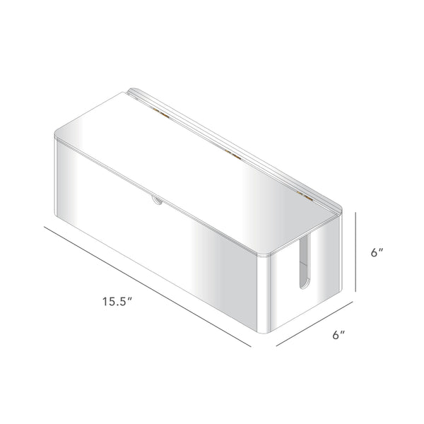 Large Acrylic Cable Box - Cord Organization Storage - 15.5" x 6" x 6 ...