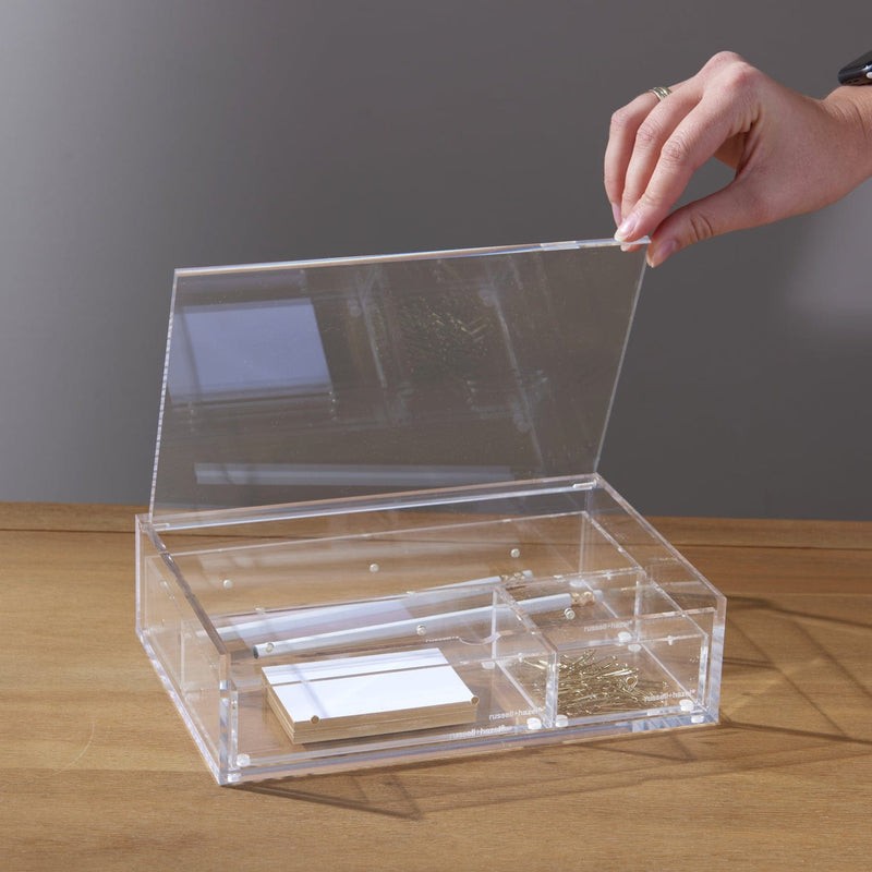 Clear Acrylic Flip Box - Medium 9.5" x 6.5" x 2.5" (98147) | russell+hazel