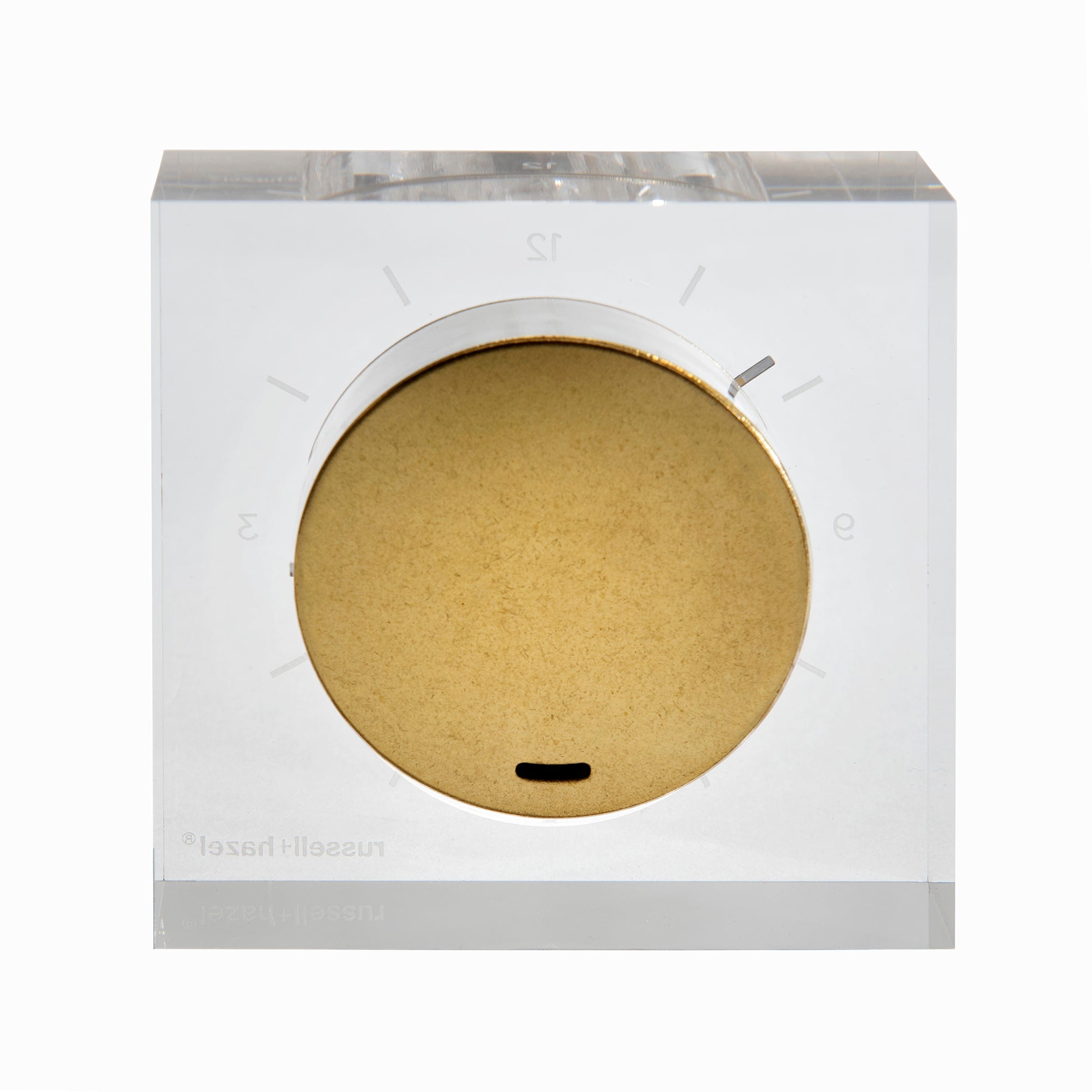 Clear Acrylic Desk Clock, 4"x4"x1.25", with Brass Hardware (63207 ...