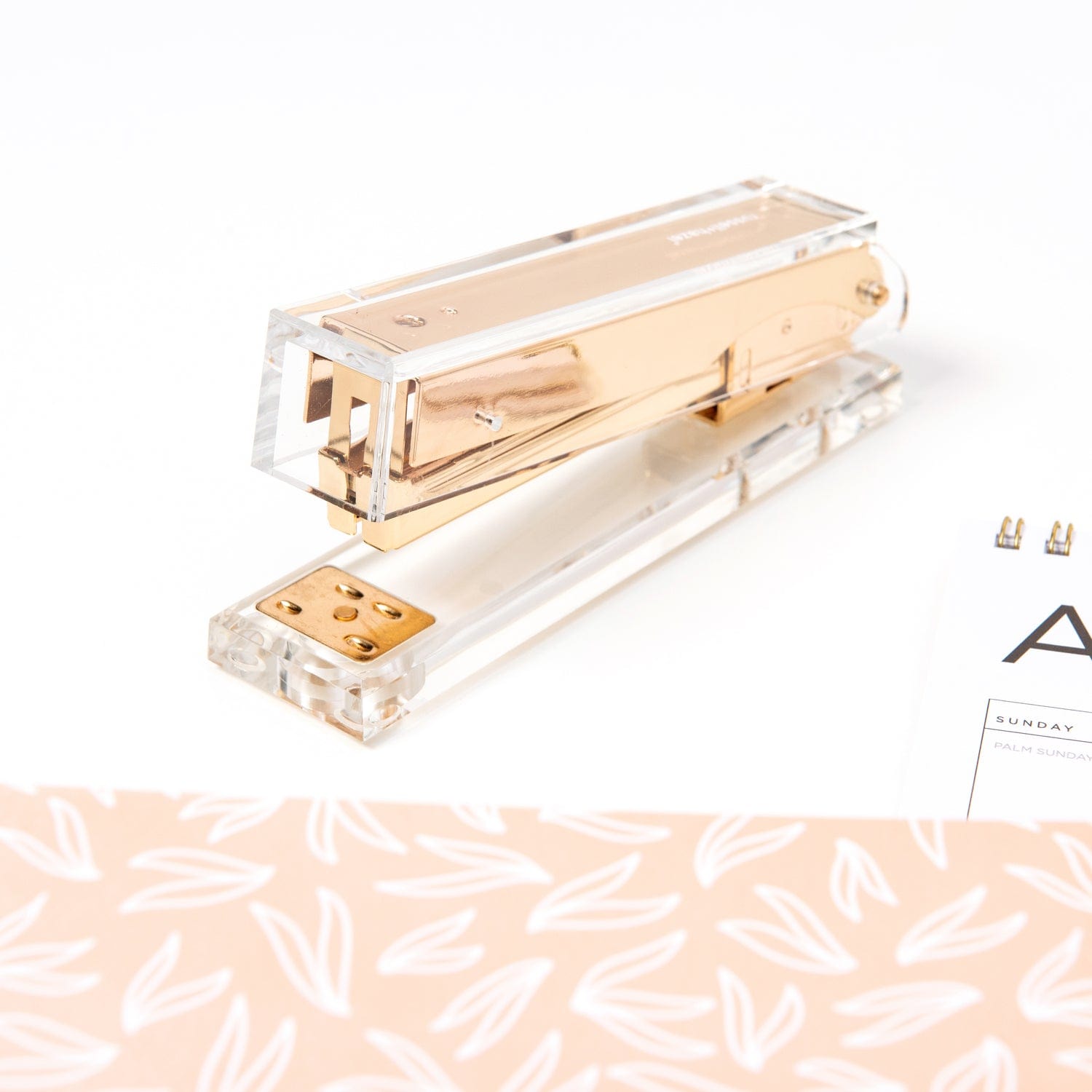 Clear Acrylic Desktop Stapler, 1.375" x 2.5" x 6", with Gold Tone ...