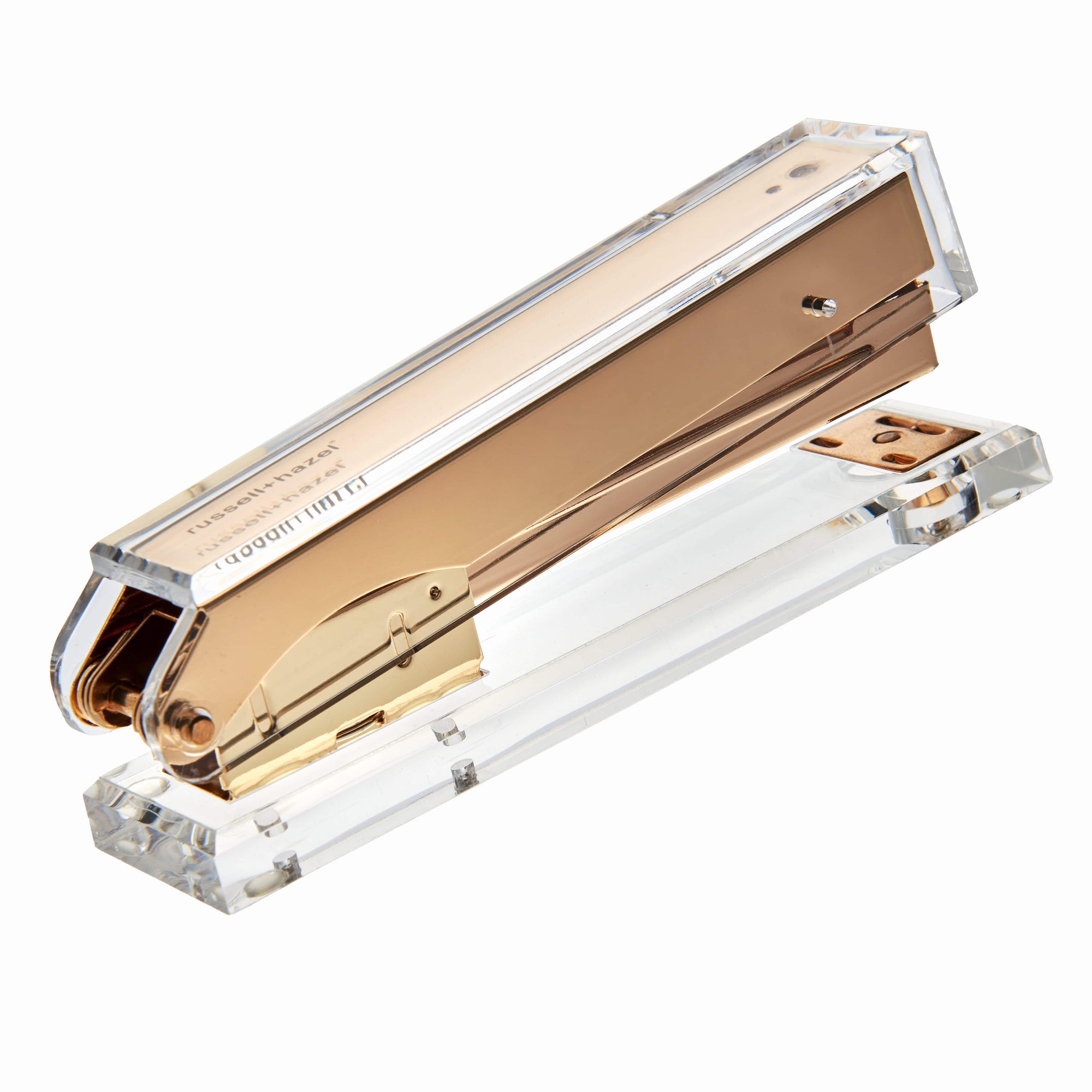 Clear Acrylic Desktop Stapler, 1.375" x 2.5" x 6", with Gold Tone ...