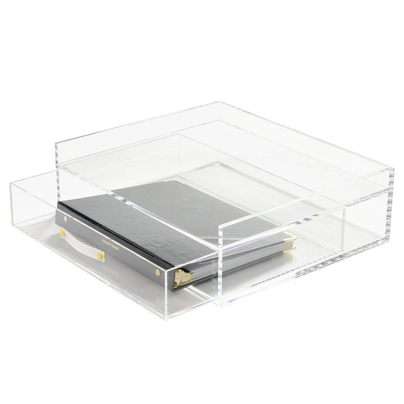 Clear Acrylic Stackable Side Loading Letter Tray + Storage Drawer, 12.5 ...