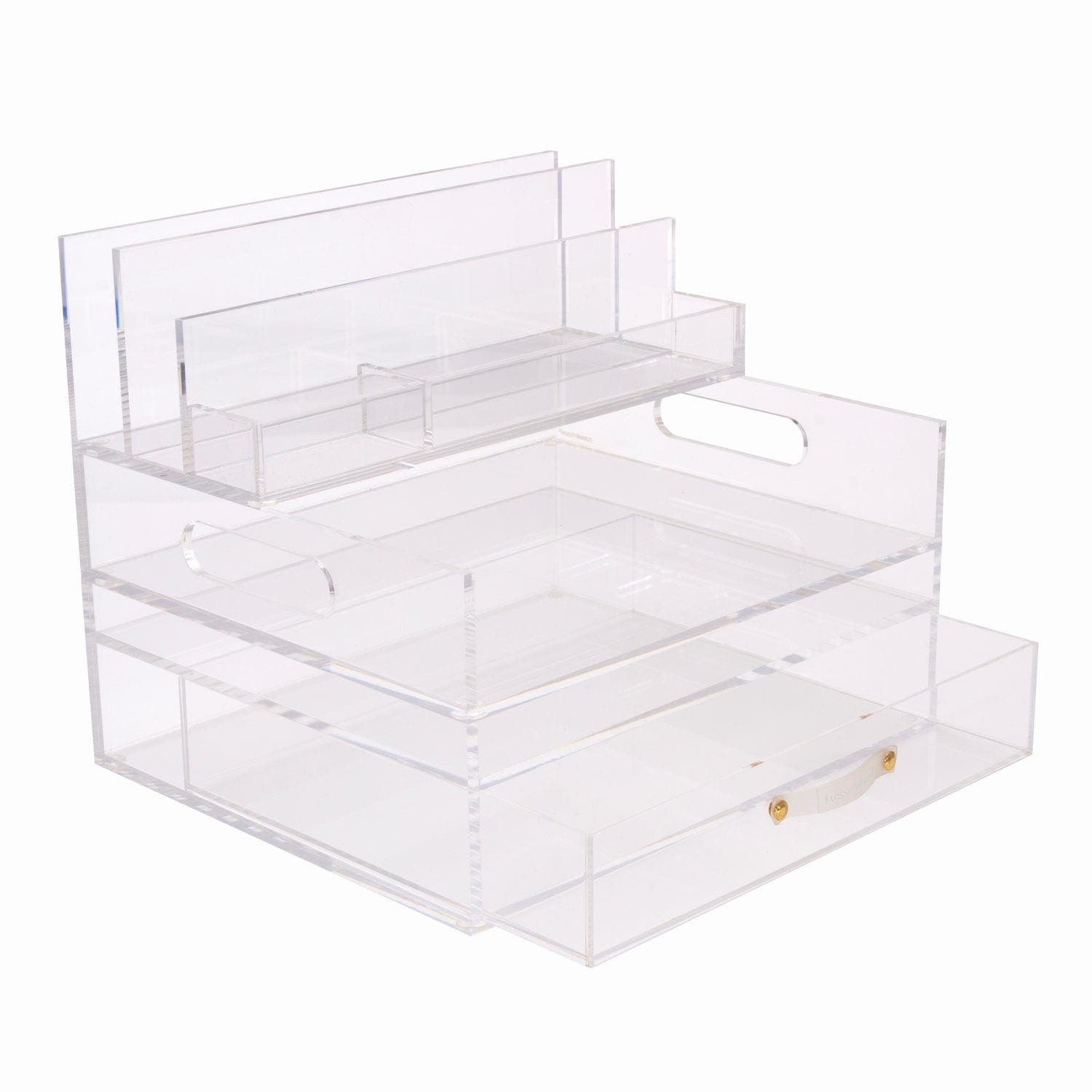 Clear Acrylic Stackable Side Loading Letter Tray + Storage Drawer, 12.5 ...
