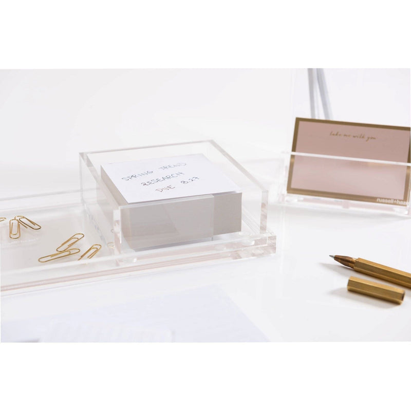 Clear Acrylic Stackable Notes Box, 4" x 4" x 1.5" (62859) | russell+hazel