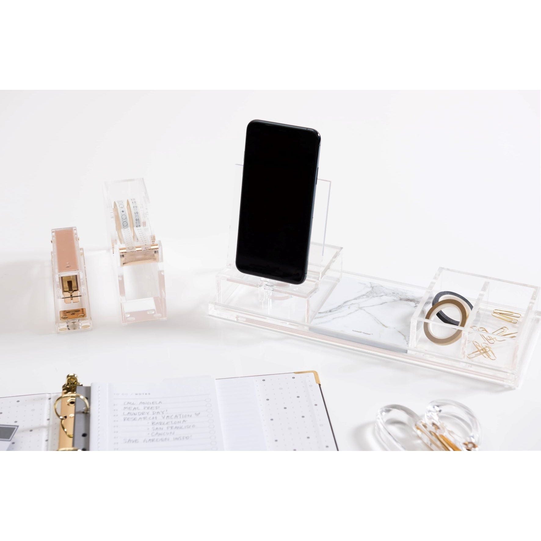 Clear Acrylic Universal Phone Stand with Charging Cord Manager, 4" x 4 ...