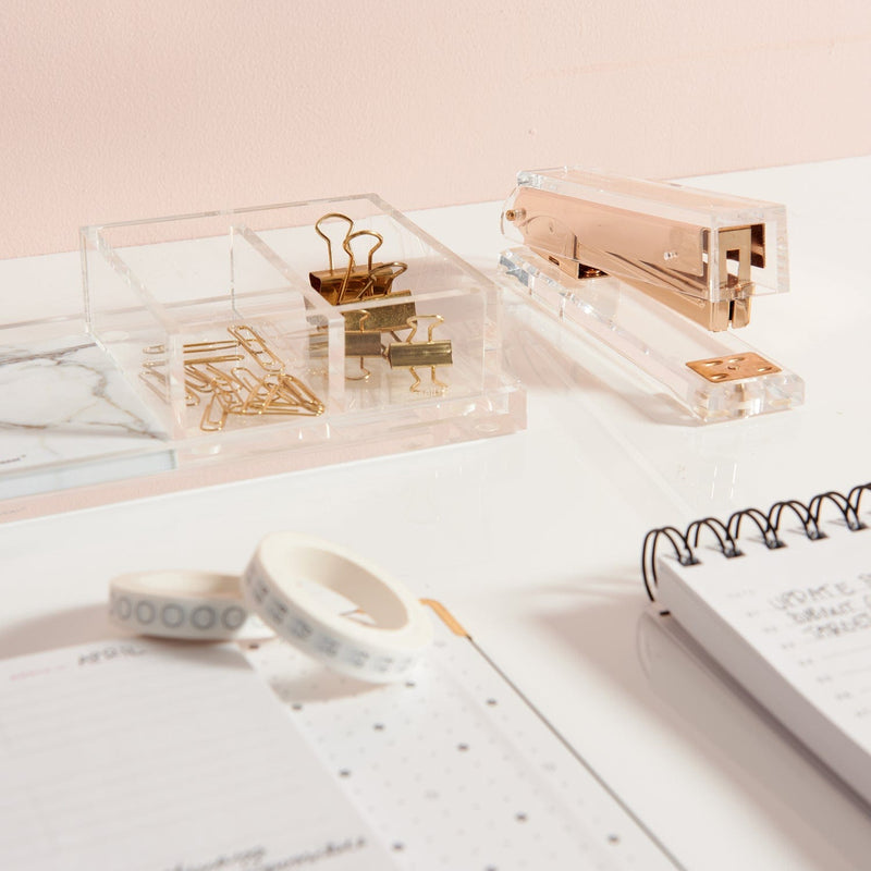 Clear Acrylic Stackable 2 Compartment Accessory Box, 4" x 4" x 1.5 ...