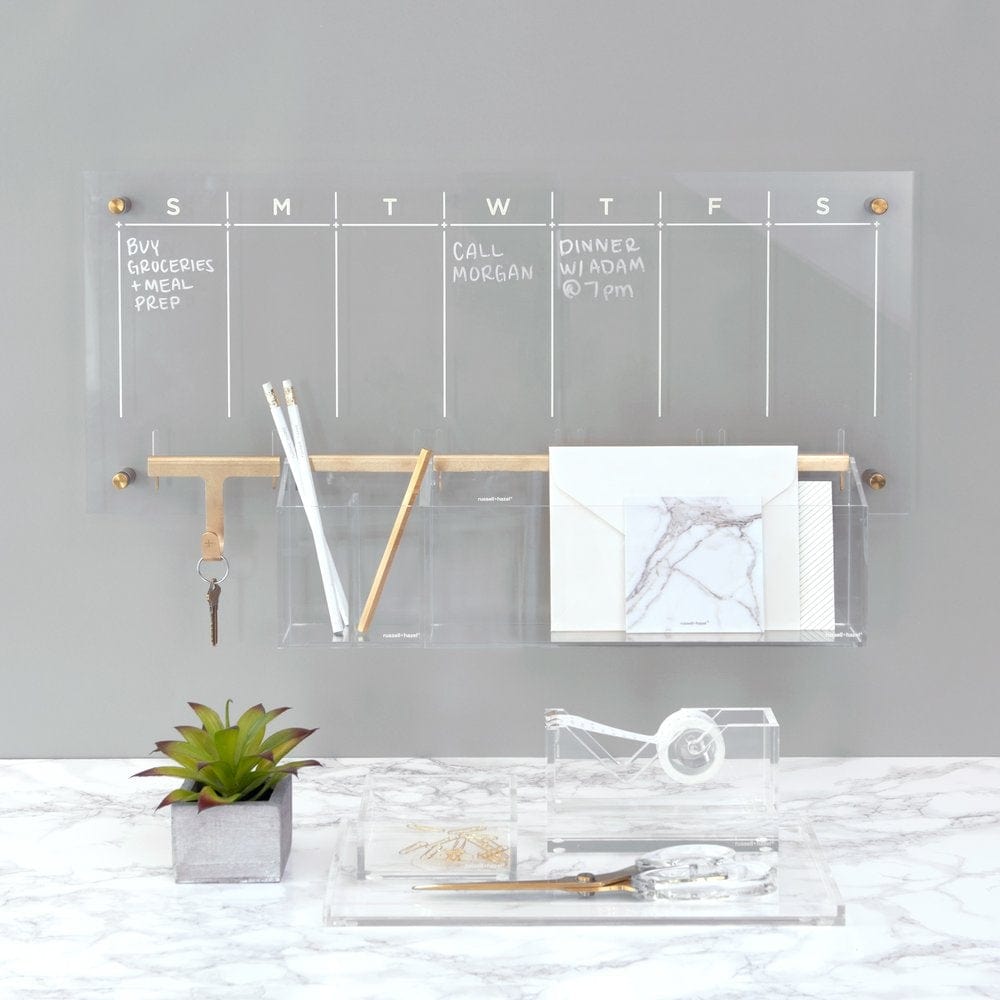 Clear Acrylic Weekly Dry Erase Wall Calendar, 24" x 10", Includes Wet ...