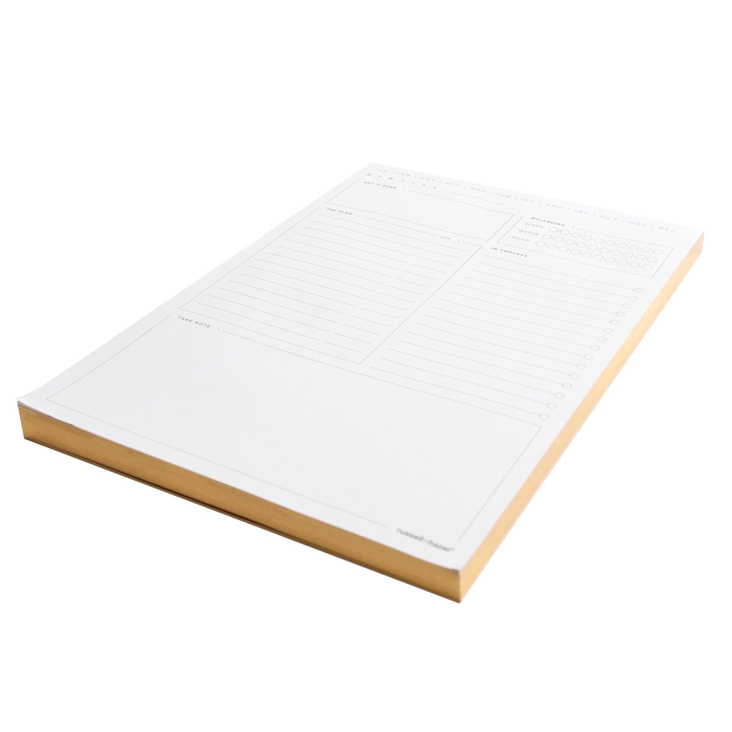 Daily Undated Planning Notepad, 10" x 7", 80 Sheets, White with Gold ...