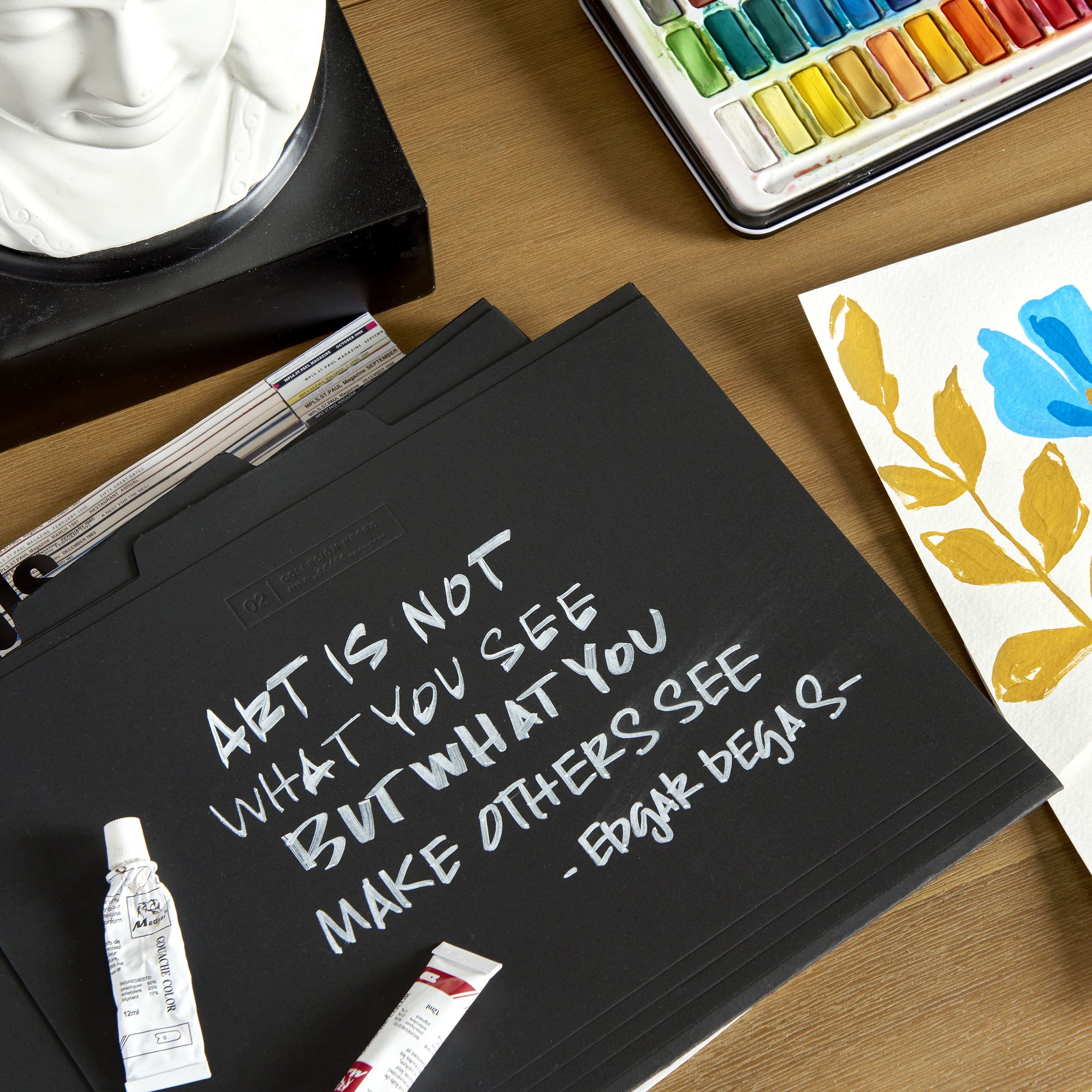 File Folder, Center Tab, Letter Size, Black, Black Foil Labels, 12/Box ...