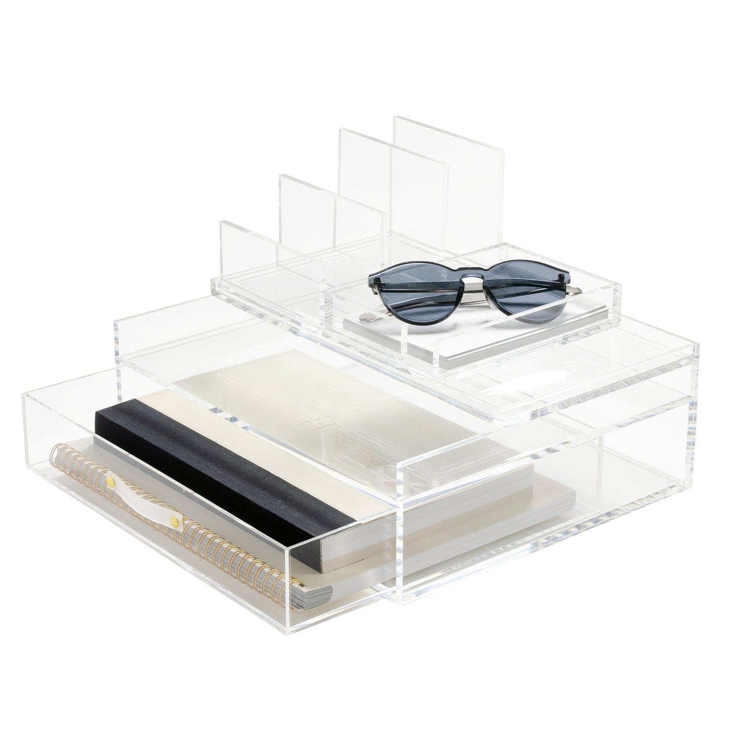 Clear Acrylic Tray + Jotters Lined Notecards, 4.75" x 6.75" x 1.25", 50 ...