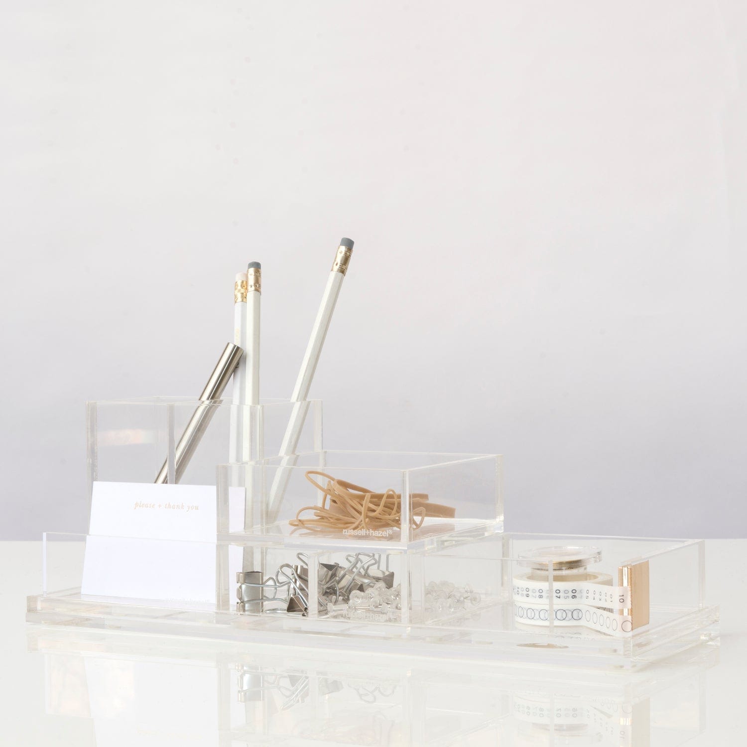 Clear Acrylic Stackable Desk Tray, 4" x 12" (31381) | russell+hazel
