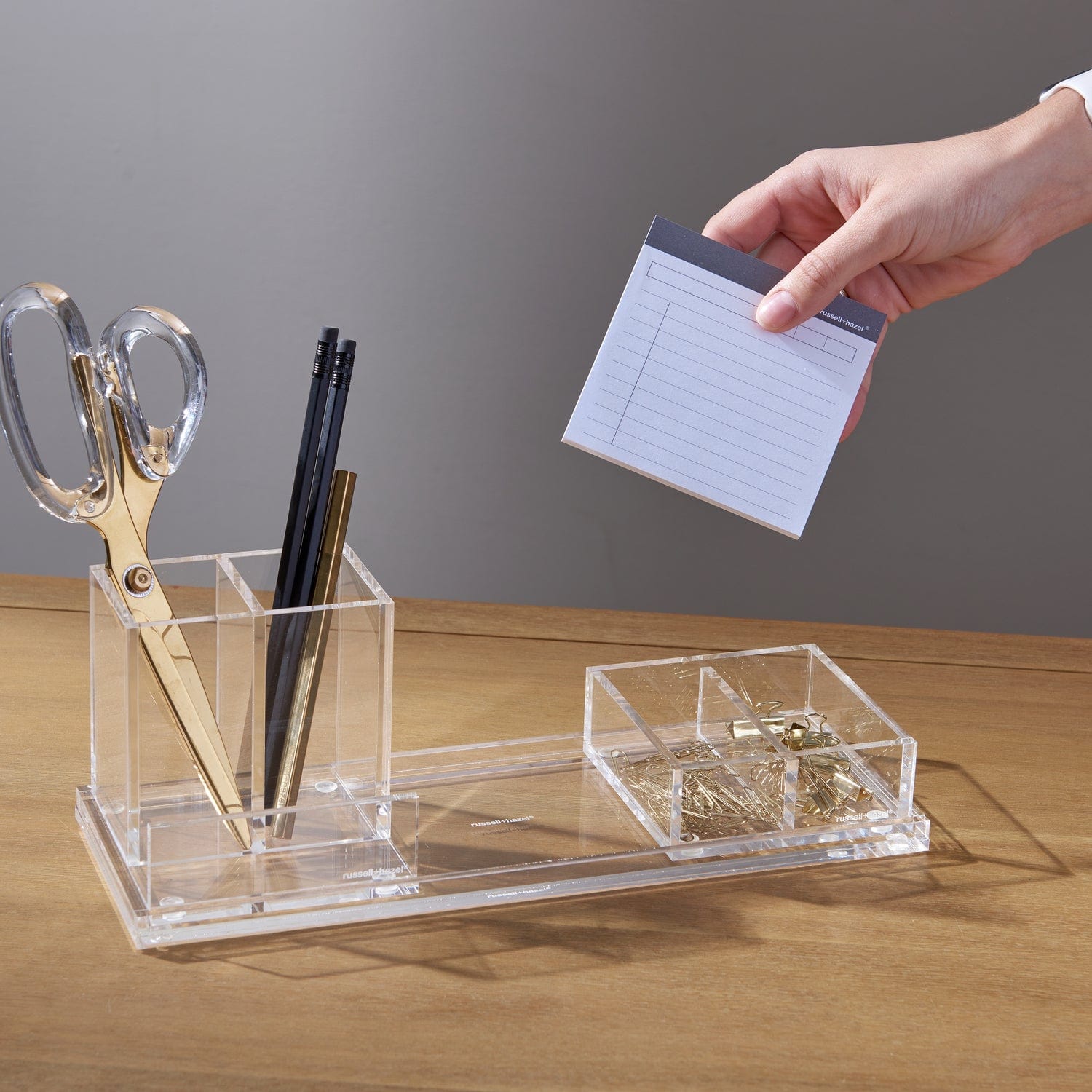 Clear Acrylic Stackable Desk Tray, 4" x 12" (31381) | russell+hazel