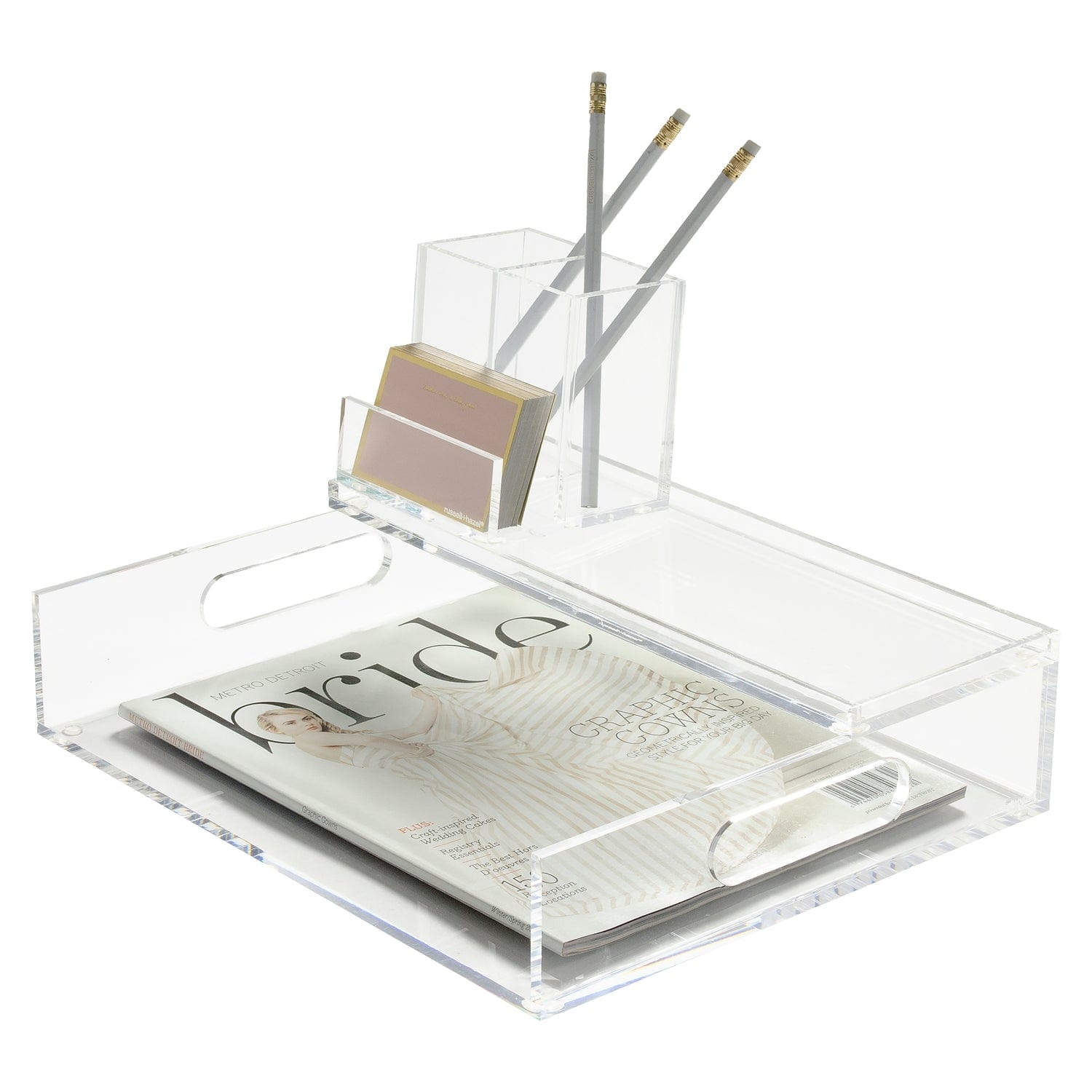 Clear Acrylic Stackable Desk Tray, 4" x 12" (31381) | russell+hazel