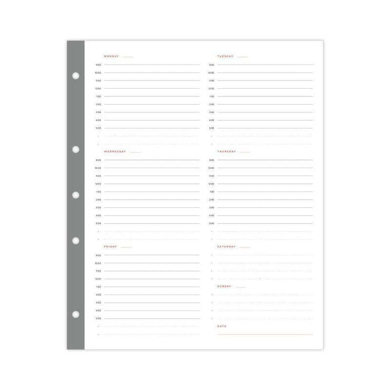 Weekly Undated Planner Paper, 9.125" x 11", Charcoal and White, 80 ...